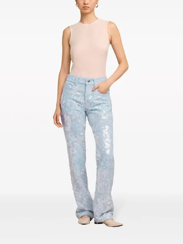 Ami Paris Sequin-Embellished Straight-Leg Jeans Blue Editorialist - Main Image