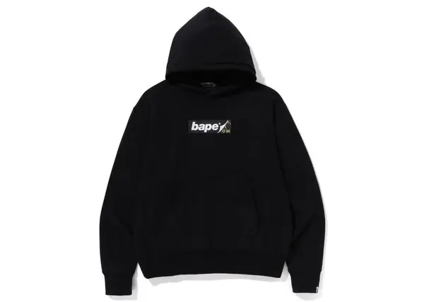 A BATHING APE Smooth Logo Relaxed Fit Hoodie - Black