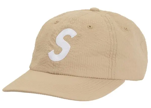 Supreme Seersucker S Logo 6 Panel Cap - Tan