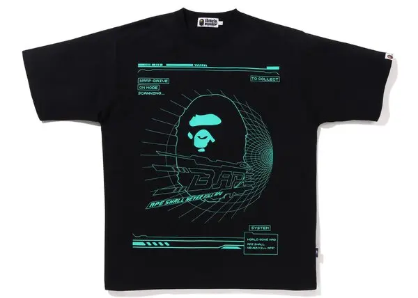 A BATHING APE Cyber Bathing Ape Relaxed Fit Tee Shirt - Black