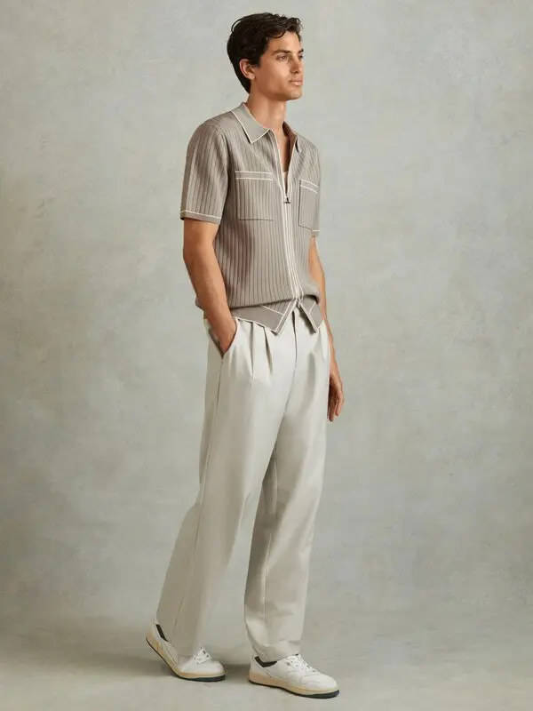 REISS Christophe Ribbed Dual Zip-front Shirt