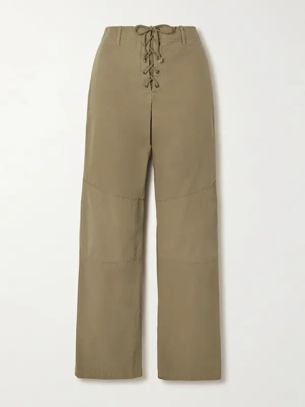 FORTELA Rope-trimmed Coated-cotton Straight-leg Pants