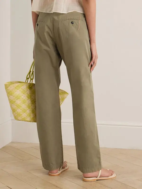 FORTELA Rope-trimmed Coated-cotton Straight-leg Pants