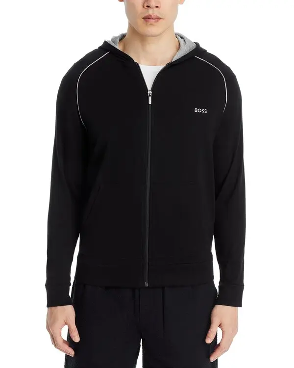 BOSS Mix & Match Cotton-blend Zip-up Hooded Jacket - Black
