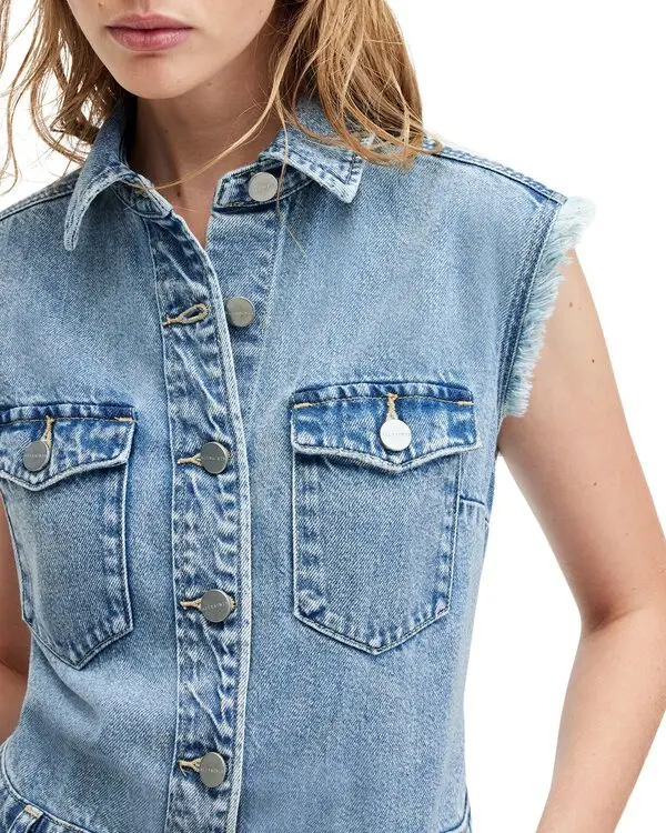 allsaints blair denim dress AllSaints Women's Dresses Blair Ls Denim Dress Washed Black UK 8/US 4 at  Amazon Women's Clothing store