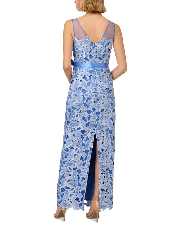 Adrianna Papell Illusion Neck Lace Dress In Pericruise - 65% Off |  Editorialist