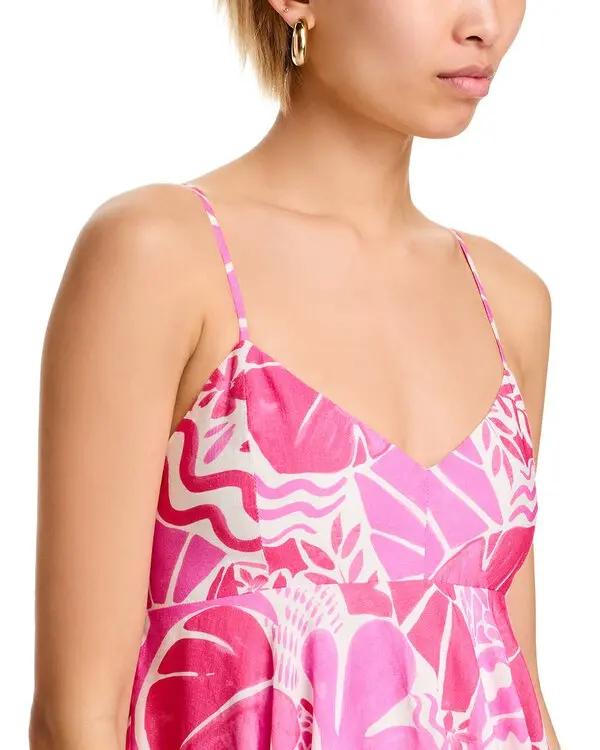 Aqua V-neck Printed Midi Dress