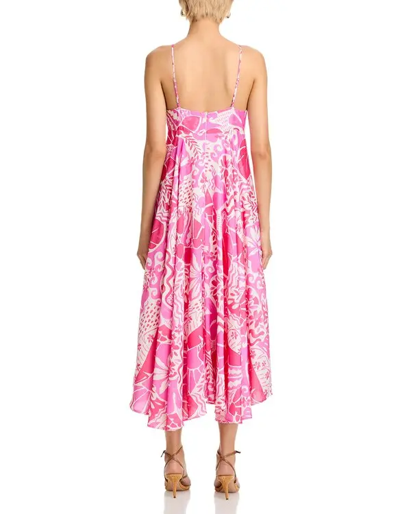 Aqua V-neck Printed Midi Dress