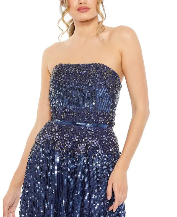 Mac Duggal Strapless Beaded A-line Gown