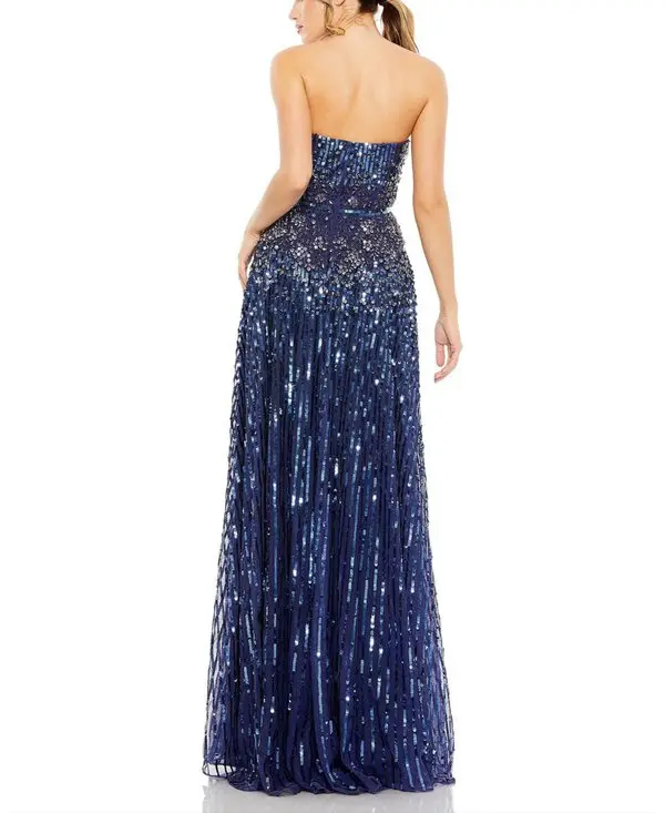 Mac Duggal Strapless Beaded A-line Gown