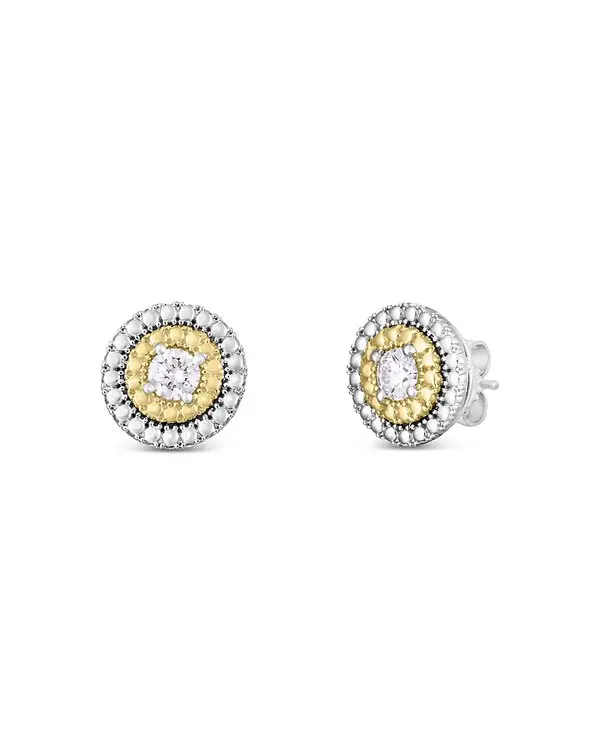 Roberto Coin 18k Gold And Diamond Stud Earrings - White/gold