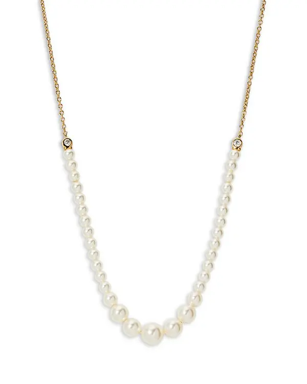 Nadri Siren Cubic Zirconia And Imitation Pearl Necklace - White/gold