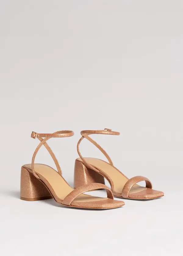 ME+EM Lizard Print Sandals - Sable