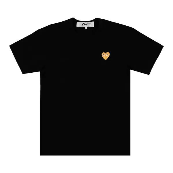 Play Comme Des Garcon T-shirt With Gold Heart - Black