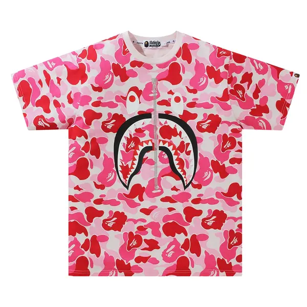 A BATHING APE Big Abc Camo Shark Tee - Pink