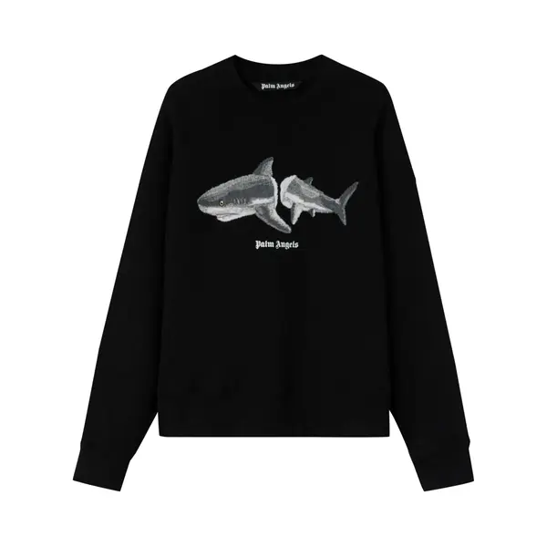 Palm Angels Shark Graphic Hoodie - Black