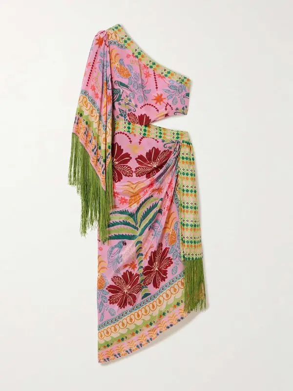 farm rio fruits queen scarf one-shoulder maxi dress Farm Rio Fruits Queen Scarf One-Shoulder Maxi Dress