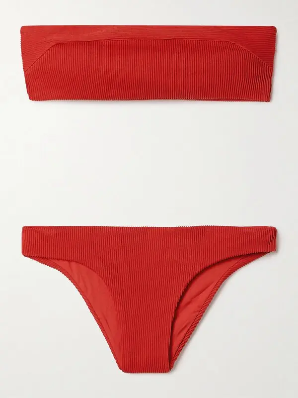 HAIGHT. Gabi Ribbed Bandeau Bikini - Red