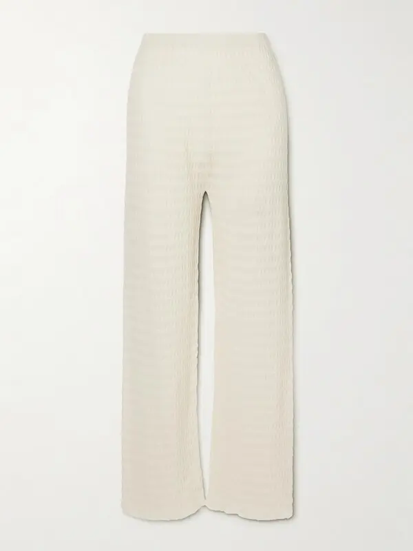 LAUREN MANOOGIAN Smocked Textured Flared Pants