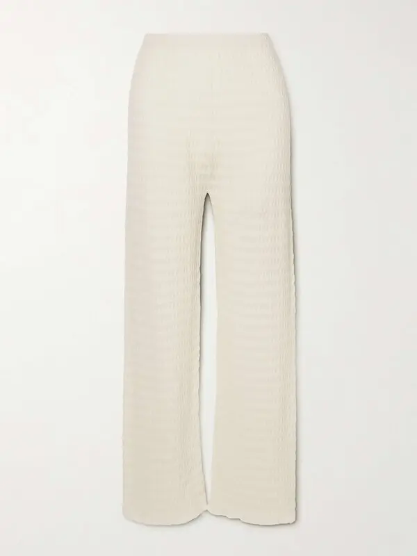 LAUREN MANOOGIAN Smocked Textured Flared Pants