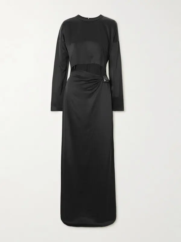 Nanushka Beatriz Cutout Faux Leather-trimmed Maxi Dress - Black