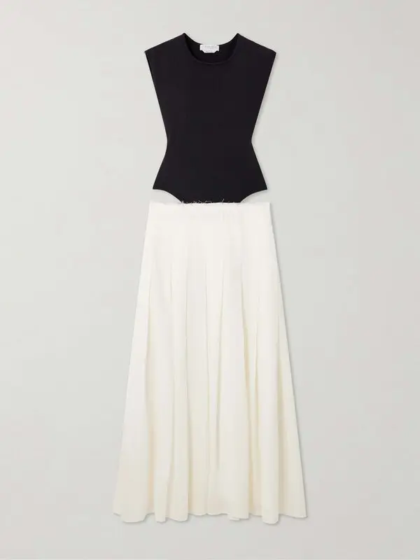 Gabriela Hearst Mina Two-tone Wool And Cashmere-blend Maxi Dress