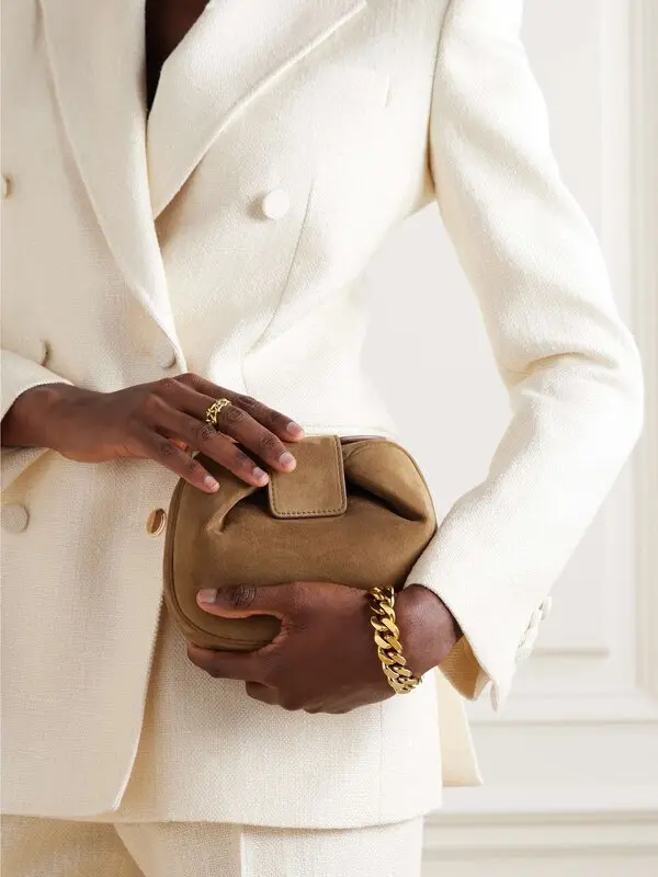 Gabriela Hearst Soft Demi Suede Clutch - Brown