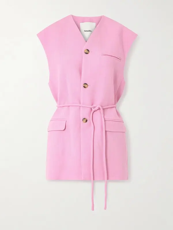 Nanushka Miriam Belted Tweed Vest