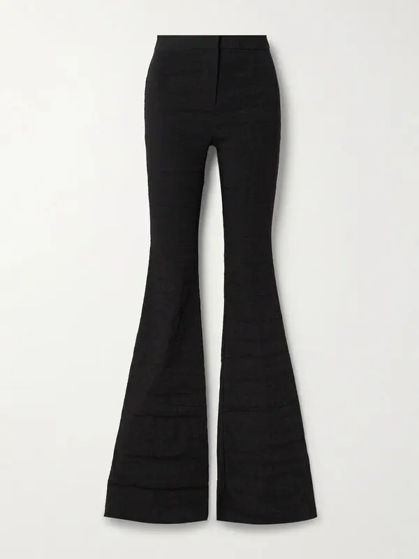 Brandon Maxwell The Fae Crinkled Stretch Linen-blend Flared Pants