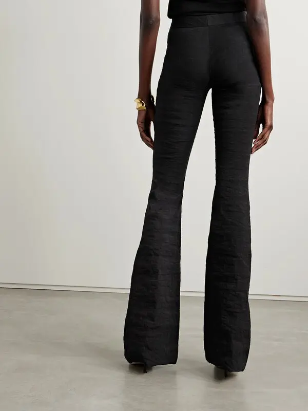 Brandon Maxwell The Fae Crinkled Stretch Linen-blend Flared Pants