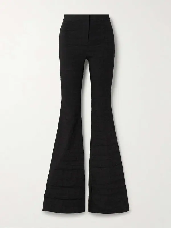 Brandon Maxwell The Fae Crinkled Stretch Linen-blend Flared Pants