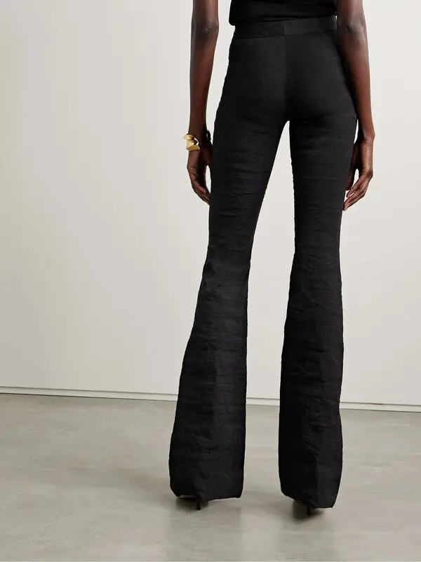 Brandon Maxwell The Fae Crinkled Stretch Linen-blend Flared Pants