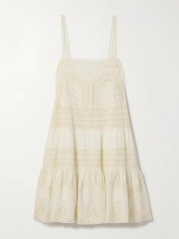 Zimmermann Halliday Cotton-Voile And Lace Mini Dress In Cream - 40% Off |  Editorialist