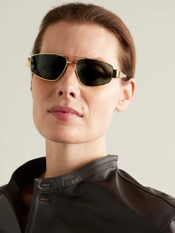 Celine Triomphe Aviator -Tone Sunglasses Gold Editorialist