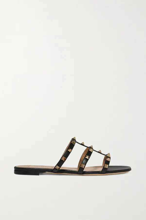 Valentino Garavani Rockstud Leather Sandals - Black