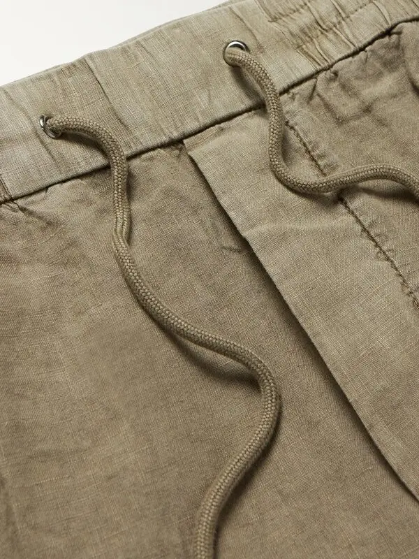 JAMES PERSE Straight-leg Garment-dyed Linen Drawstring Trousers