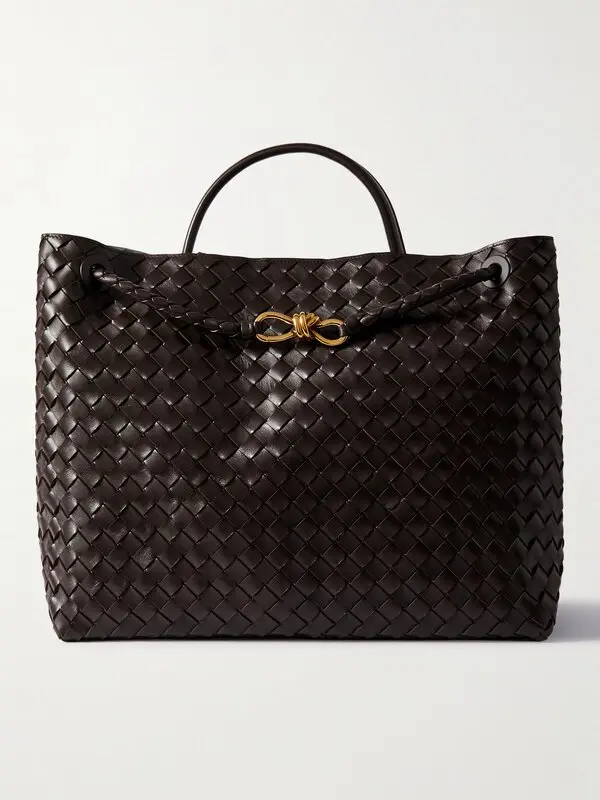 Bottega Veneta Andiamo Large Intrecciato Leather Bag - Brown