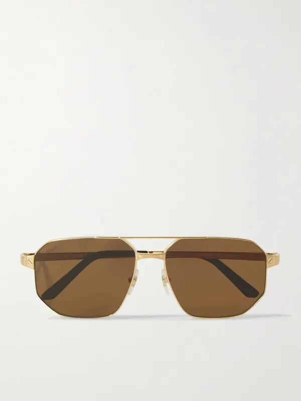 CARTIER Santos De Aviator-style Sunglasses - Gold