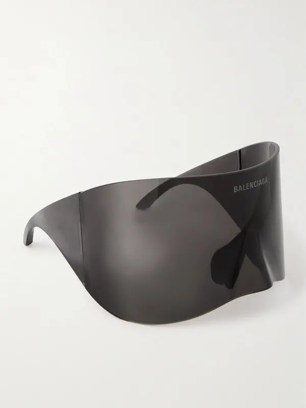 Balenciaga Oversized Rimless Wrap-Around Acetate Sunglasses  display picture 1