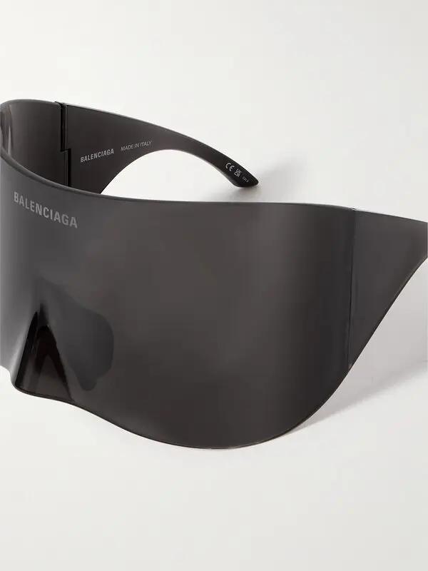 Balenciaga Oversized Rimless Wrap-Around Acetate Sunglasses  display picture 3