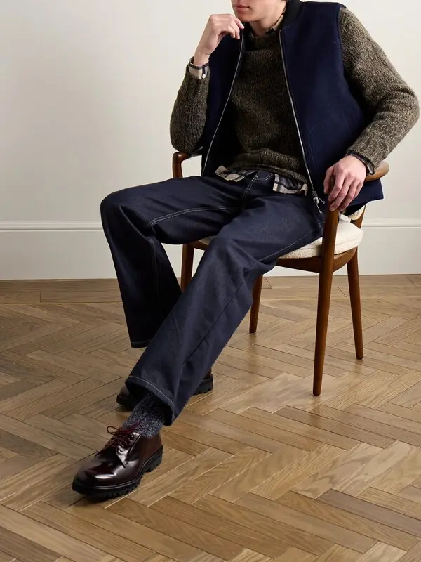 Mr P. Reversible Padded Wool-blend Gilet
