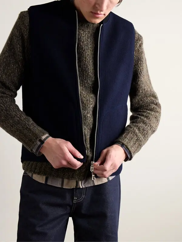 Mr P. Reversible Padded Wool-blend Gilet