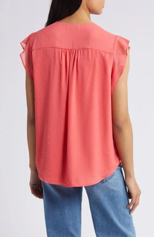 Vince Camuto Beaded Cap Sleeve Top - Calypso Coral