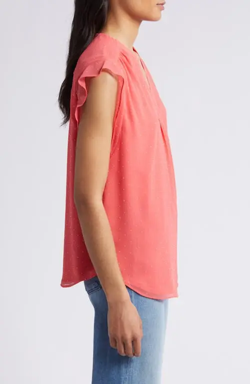 Vince Camuto Beaded Cap Sleeve Top - Calypso Coral
