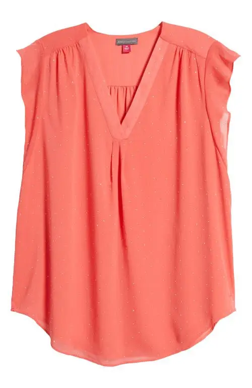 Vince Camuto Beaded Cap Sleeve Top - Calypso Coral
