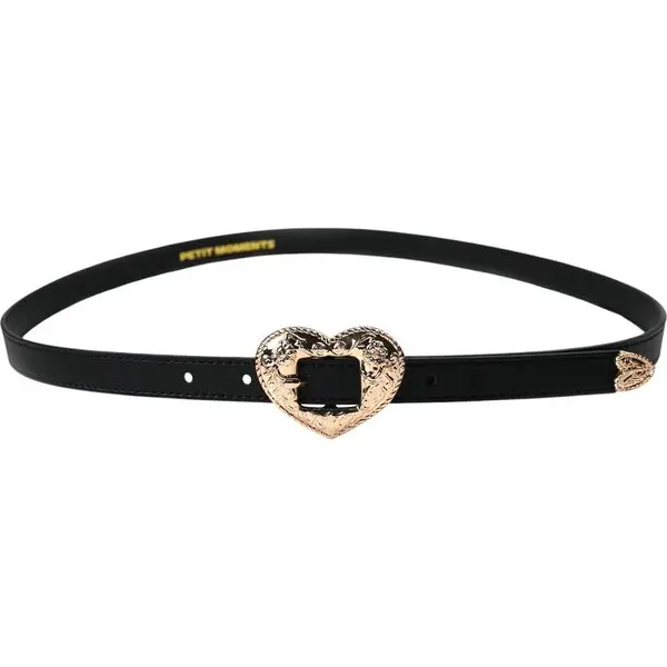 PETIT MOMENTS Lover Heart Buckle Belt - Black/gold