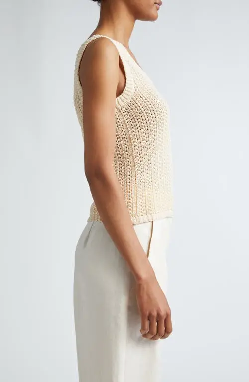 Max Mara Arrigo Openwork V-neck Tank - Ivory