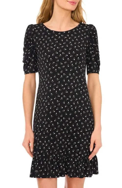 CECE DUPRAZ Floral Dress With Ruched Sleeves