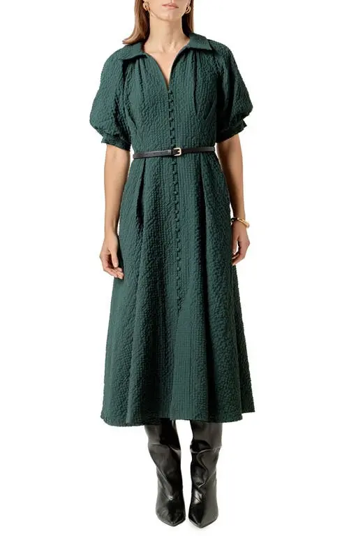 English Factory Button Front Maxi Dress - Dark Green