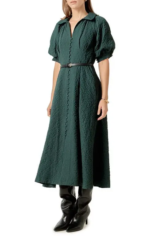 English Factory Button Front Maxi Dress - Dark Green